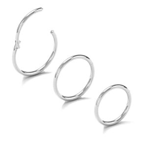 newkeepsr 3pcs-0.8mm(20g) 316l surgical steel hinged clicker segment seamless rings, lobe cartilage tragus earring nose hoop-7/8/9mm