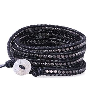 kelitch turquoise friendship bracelets gun black mix beaded 5 wrap bracelet braided punk bracelets