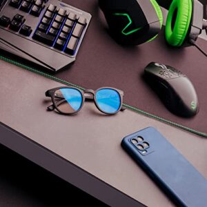 Horus X ® • Round Blue Light Glasses | Computer Glasses for Screens: Anti-Fatigue & Eyestrain Relief | Men and Women | URBAN Clear