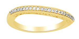 affy (0.16 cttw) round shape white natural diamond engagement wedding ring in 14k solid yellow gold,ring size-4