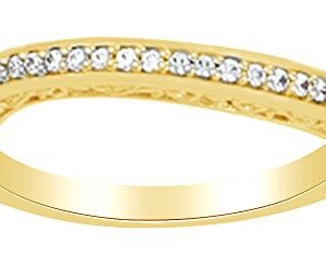 AFFY (0.16 Cttw) Round Shape White Natural Diamond Engagement Wedding Ring In 14K Solid Yellow Gold,Ring Size-4