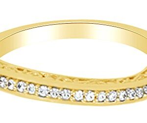 AFFY (0.16 Cttw) Round Shape White Natural Diamond Engagement Wedding Ring In 14K Solid Yellow Gold,Ring Size-4