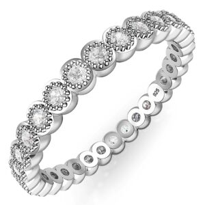 metal factory sz 8 sterling silver cz stackable anniversary eternity cubic zirconia band ring