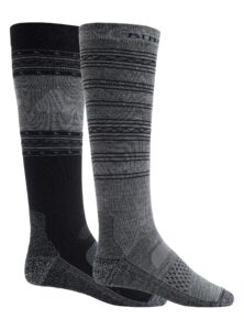 burton mens performance lightweight sock 2pk, true black, small