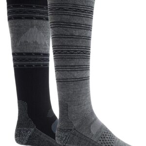 Burton Mens Performance Lightweight Sock 2Pk, True Black, Small