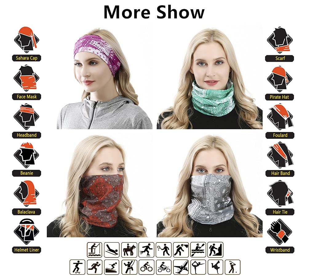 VANCROWN Headband Head Wrap Headwear Sport Sweatband 280 Patterns 12 in 1 Magic Scarf 12PCS 9PCS & 6PCS (12PCS.Arabesque.1)