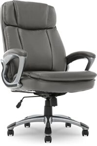 serta big & tall executive office chair high back all day comfort ergonomic lumbar support, bonded leather, opportunity gray