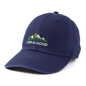 life is good. chill cap lig mountains, darkest blue