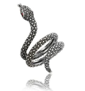 yfnfxl snake ring womens rose gold snake ring fashion rhinestones cute animal rings (silver, 7)