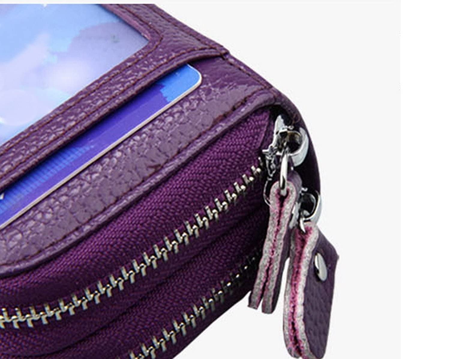 traderplus Women's RFID Blocking Leather Zipper Card Wallet Small Purse Credit Card Case Holder for Mother Day Gift (Purple)