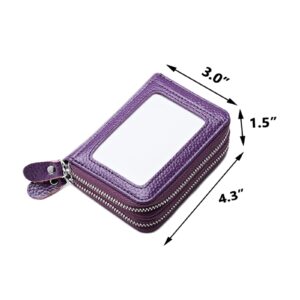 traderplus Women's RFID Blocking Leather Zipper Card Wallet Small Purse Credit Card Case Holder for Mother Day Gift (Purple)