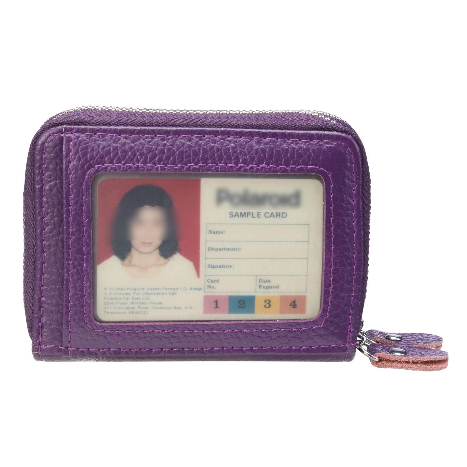 traderplus Women's RFID Blocking Leather Zipper Card Wallet Small Purse Credit Card Case Holder for Mother Day Gift (Purple)