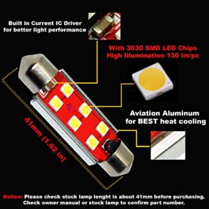 Alla Lighting 4x41mm/42mm 211-2 578 LED Bulbs, White CAN-BUS 212-2 569 6413 Festoon Interior Lights Super Bright Dome, Map, Trunk, Courtesy Light Replace Cars Trucks, 6000K Xenon