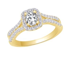 affy 14k yellow gold 0.62 cttw white natural diamond pinch shank halo engagement wedding ring with ring size 9.5