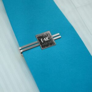 E=MC 2 Energy Mass Equation Albert Einstein Theory of Special Relativity Math Square Tie Bar Clip Clasp Tack Silver Color