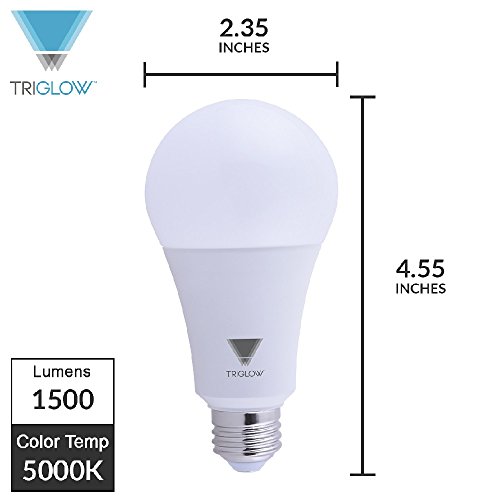 Triglow LED Light Bulbs 100 Watt Equivalent A19 LED Bulbs 5000k (Daylight White) 1500 Lumens , E26 Base UL Listed, Daylight Led Light Bulbs 3-Pack