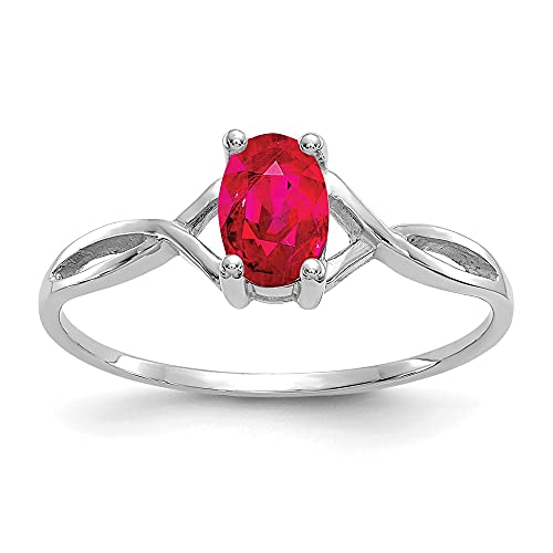 IceCarats 14K White Gold Red Ruby Ring July Birthstone Jewelry Size 7.00