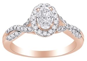 affy 0.75 ct white natural diamond twist shank engagement wedding ring in 14k rose gold with ring size-8