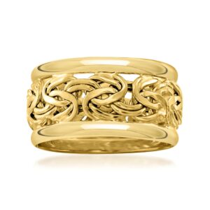 ross-simons 18kt yellow gold wide byzantine ring. size 6