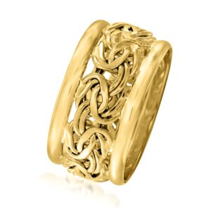 Ross-Simons 18kt Yellow Gold Wide Byzantine Ring. Size 6