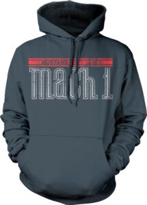 lucky ride ford mustang mach 1 fifty years v8 5.0 hotrod muscle car hoodie sweatshirt pullover, gray, large