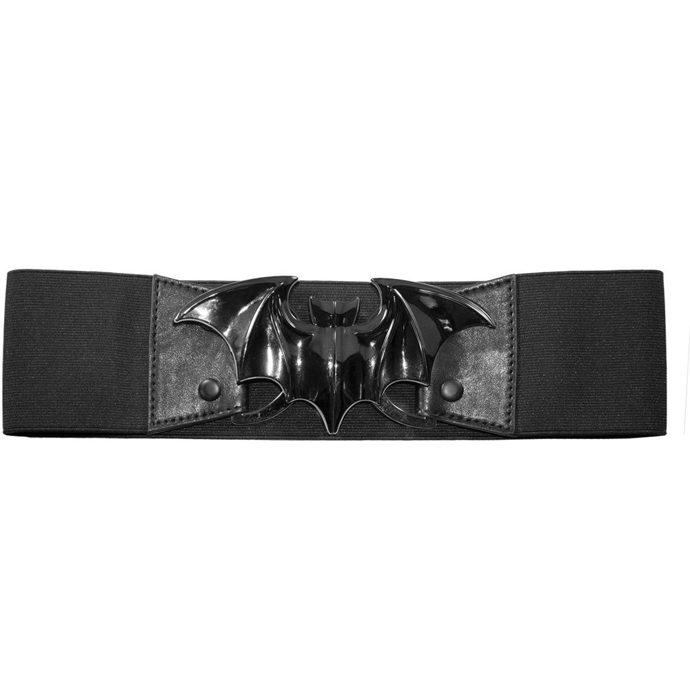 Women's Kreepsville Bat Elastic Waist Belt Black L/XL