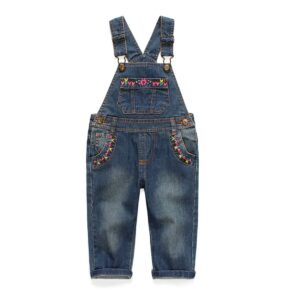 kidscool space baby & little girls denim overalls,jean workwear,deep blue,3-4 years