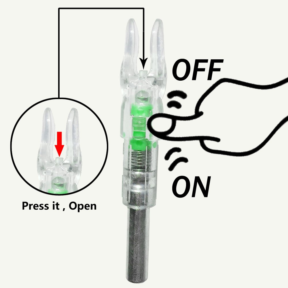 New Lighted Nocks for Arrows with .244 Inside Diameter Led Nocks with Switch Button for Archery Hunting(Green Pack of 6)