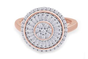 affy round & baguette shape white cubic zirconia sun eternity cluster ring in 14k rose gold over sterling silver,ring size-8.5