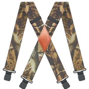 MENDENG Men's Camouflage Clip-End Suspenders 2" Strong Clips Heavy Duty Braces