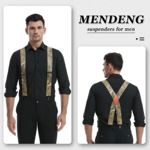 MENDENG Men's Camouflage Clip-End Suspenders 2" Strong Clips Heavy Duty Braces