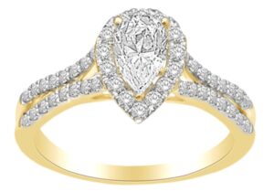 affy pinched shank engagement wedding ring in 14k yellow gold with (1.2 cttw) white natural diamond with ring size 13