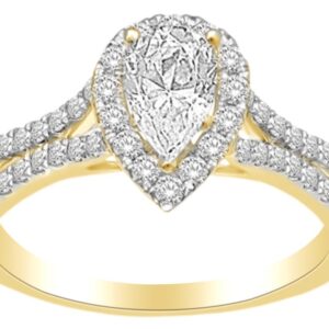 AFFY Pinched Shank Engagement Wedding Ring In 14k Yellow Gold With (1.2 cttw) White Natural Diamond With Ring Size 13