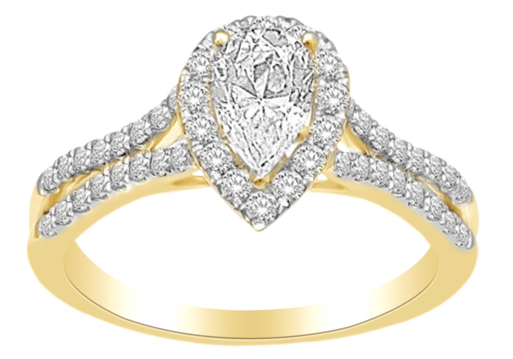 AFFY Pinched Shank Engagement Wedding Ring In 14k Yellow Gold With (1.2 cttw) White Natural Diamond With Ring Size 13