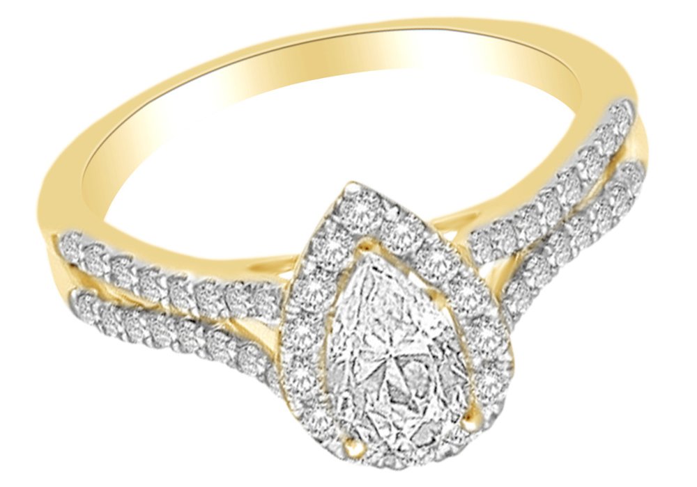 AFFY Pinched Shank Engagement Wedding Ring In 14k Yellow Gold With (1.2 cttw) White Natural Diamond With Ring Size 13