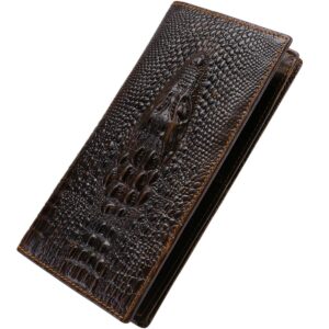 itslife men's rfid vintage look genuine leather long bifold wallet checkbook wallets for men