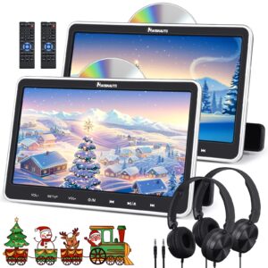 naviskauto 10.1" headrest dvd players with hdmi input 2 headphones mounting brackets, support sync screen, last memory, region free, usb/sd card (2 car dvd players)