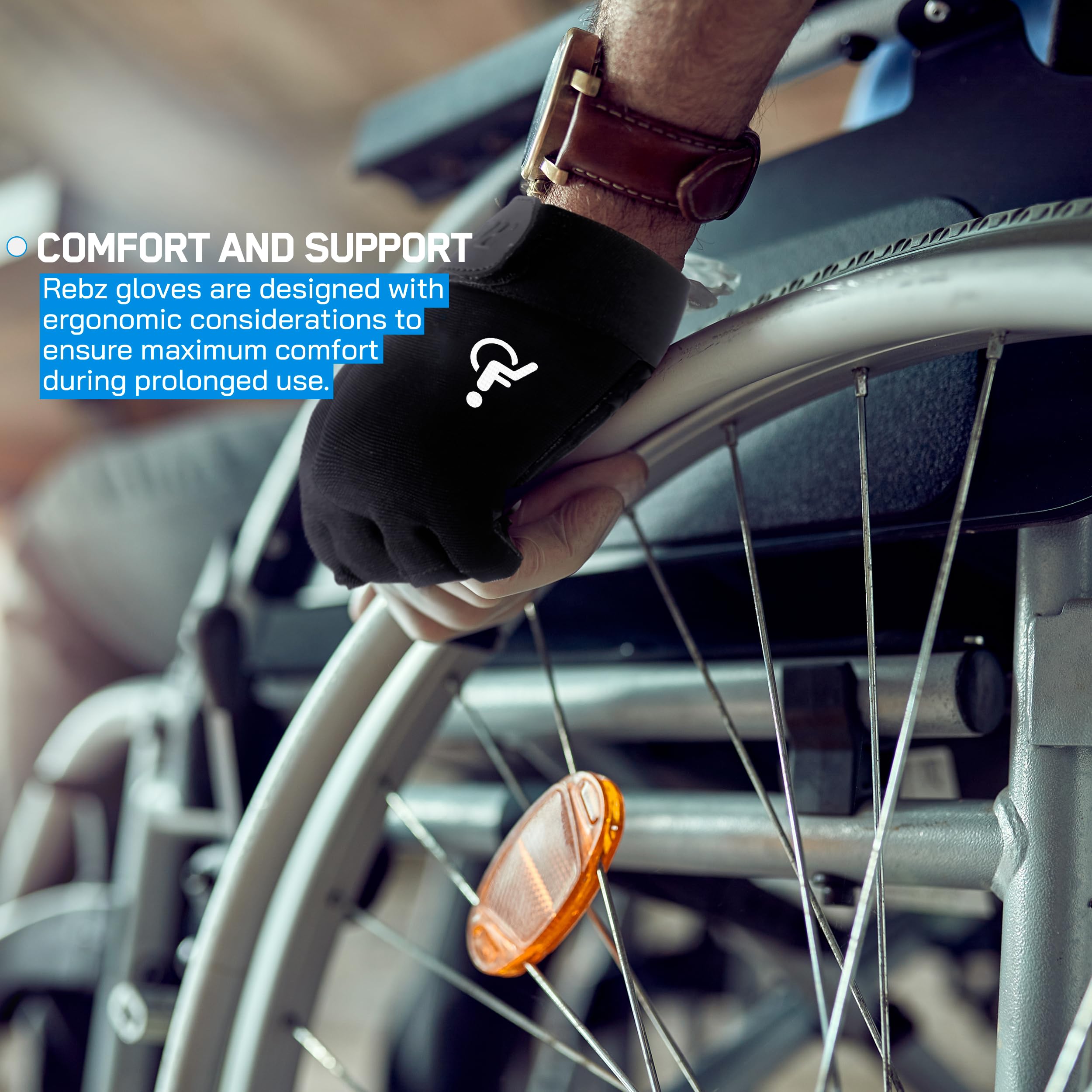 Rebz wheelchair full thumb fingerless gloves ideal choice for active lifestyle wheelchair gloves for men non slip Grip to boost mobility breathable wheelchair gloves for intense sports- racing