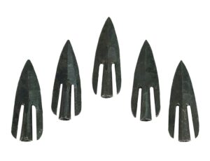 museum replicas replica type 16 hand forged curved broad-tail darkened steel arrowhead (set of 5)