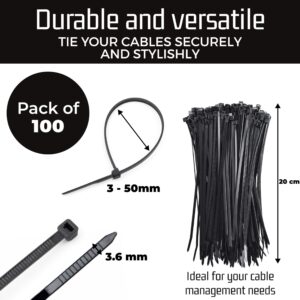 Bolt Dropper 1000-Piece Set of Cable Zip Tie 8 inch - 40lbs Tensile Strength - Heavy Duty, Self-Locking Premium UV-Resistant Nylon Ties - Indoor & Outdoor Organization of Cables, Tarps, & More