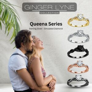 Twist CZ Engagement Rings for Women by Ginger Lyne | 1 Ct Faux Diamond Ring | 925 Sterling Silver 14K Rose Gold Wedding Rings for Women | Travel Promise Rings for Her - Size 6