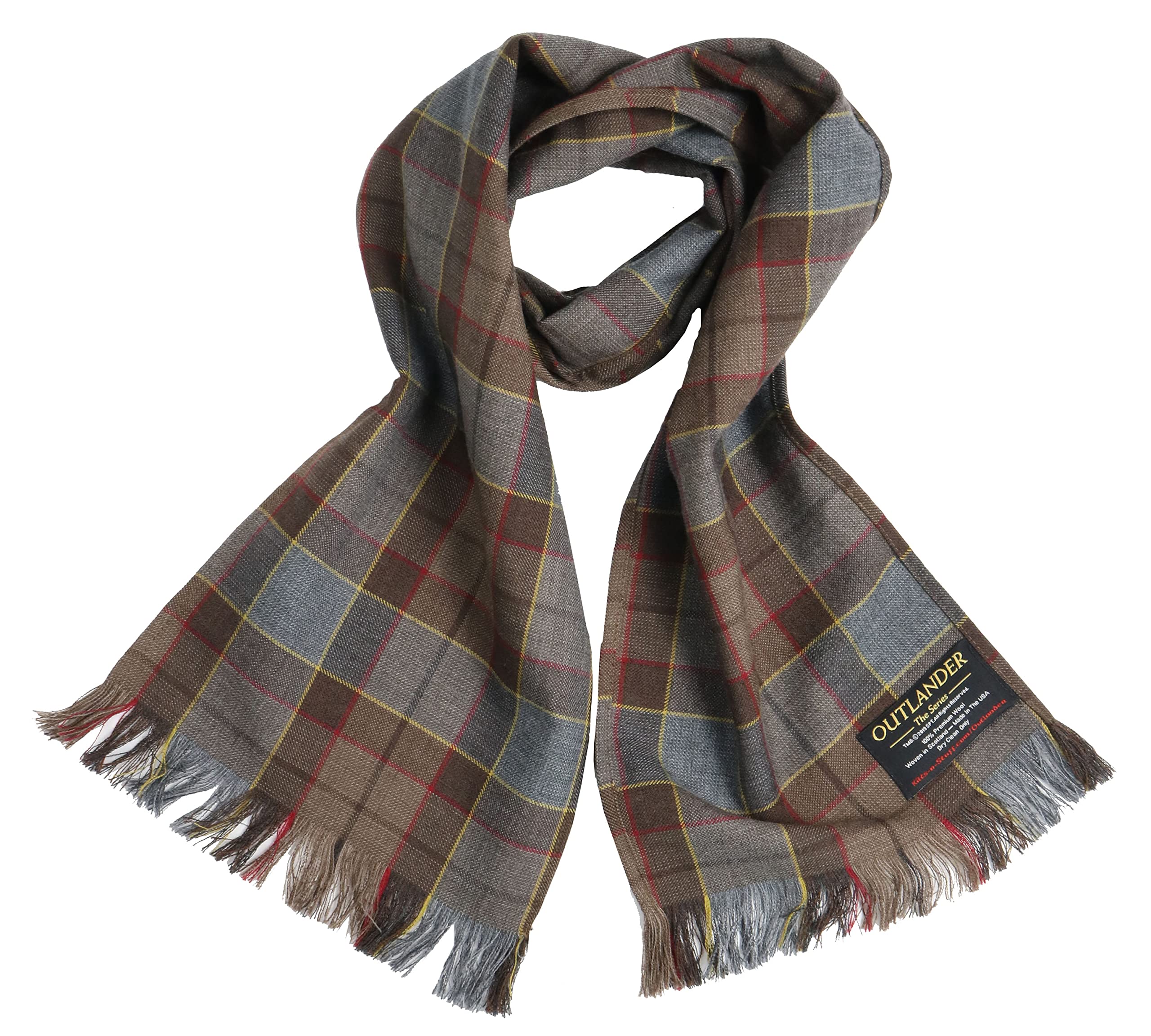 OUTLANDER JAMIE FRASER TARTAN PREMIUM WOOL SCARF - Woven in Scotland - Made in the U.S.A. - 9" x 58"