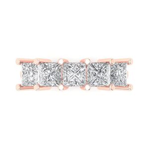 2.5 ct princess cut clear simulated diamond 14k rose gold eternity wedding engagement promise anniversary band sz 4.5