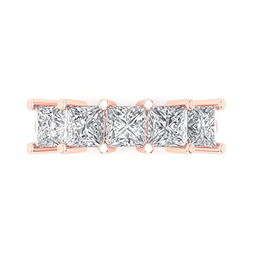 2.5 ct Princess Cut Clear Simulated Diamond 14k Rose Gold Eternity Wedding Engagement Promise anniversary Band Sz 4.5