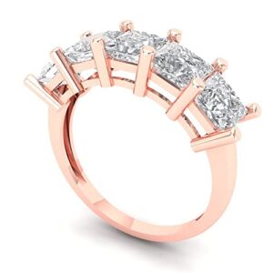 2.5 ct Princess Cut Clear Simulated Diamond 14k Rose Gold Eternity Wedding Engagement Promise anniversary Band Sz 4.5