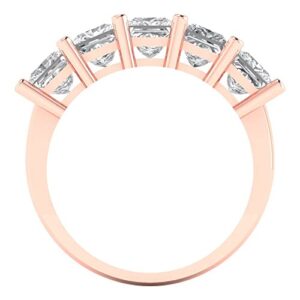 2.5 ct Princess Cut Clear Simulated Diamond 14k Rose Gold Eternity Wedding Engagement Promise anniversary Band Sz 4.5