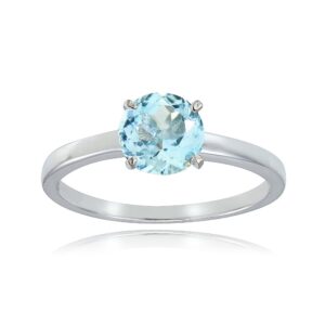 sterling silver blue topaz 8mm round solitaire bridal engagement ring, size 9