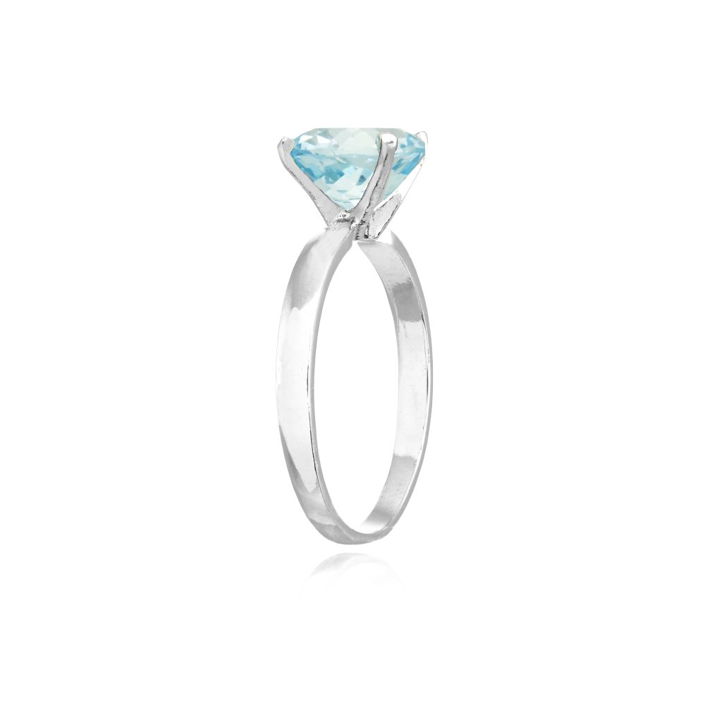 Sterling Silver Blue Topaz 8mm Round Solitaire Bridal Engagement Ring, Size 9