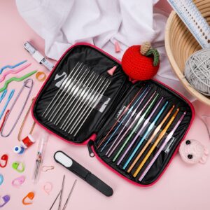 KOKNIT Crochet Hooks Set with Storage Case, Soft Grip Ergonomic Crochet Needles, Smooth Coloured Aluminum Yarn Crochet Hooks Crochet Kit with Crochet Tools Supplies and Accessories (Beginners)