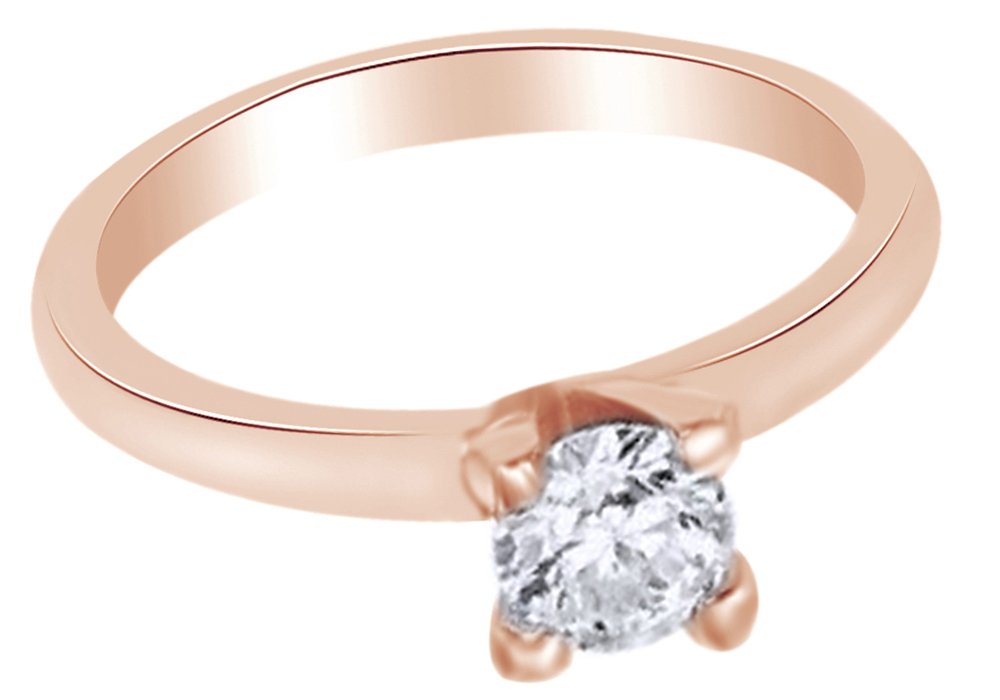 White Natural Diamond (0.33 Cttw) Solitaire Engagement Wedding Ring In 14K Solid Rose Gold,Ring Size-10